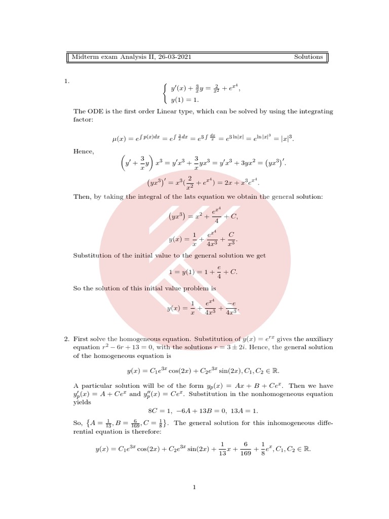 2021 Midterm Solutions | PDF | Limit (Mathematics) | Functions And Mappings