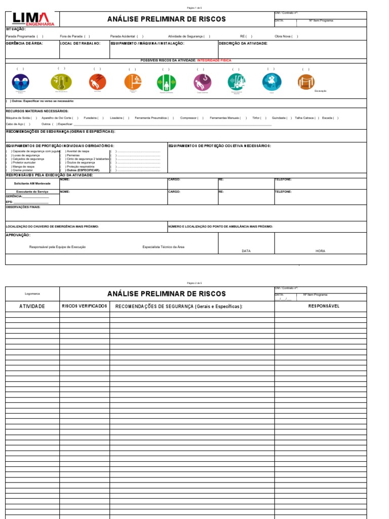 APR - Modelo em branco - Segurança do Trabalho nwn | PDF