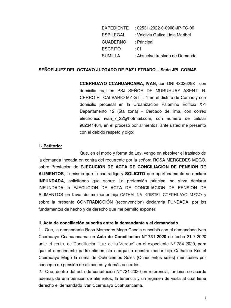contesta-Demanda-Ejecucion-de-Acta-de-Conciliacion-de-Alimentos-Ronald ... contesta-Demanda-Ejecucion-de-Acta-de-Conciliacion-de-Alimentos-Ronald ...