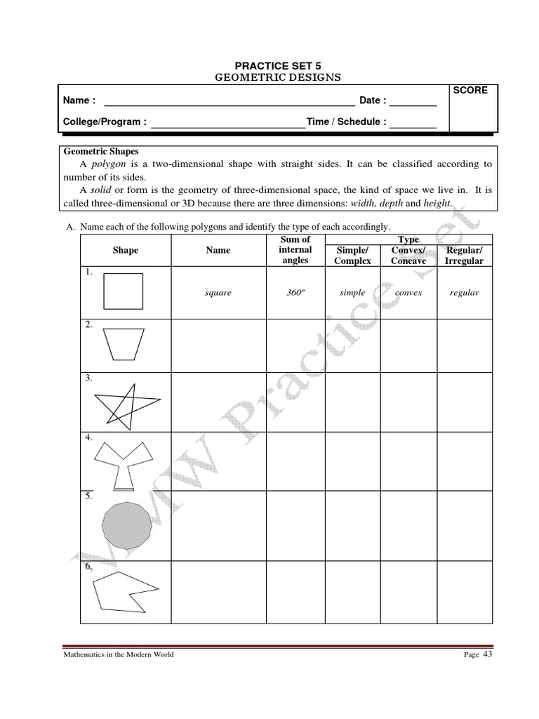Set 5 | PDF | Shape | Geometry