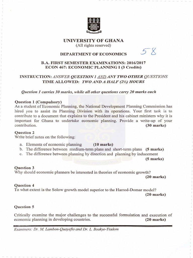 University of Ghana: Questions | PDF