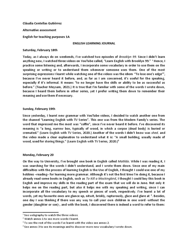 Journal English | Download Free PDF | English Language | Vocabulary Journal English | Download Free PDF | English Language | Vocabulary