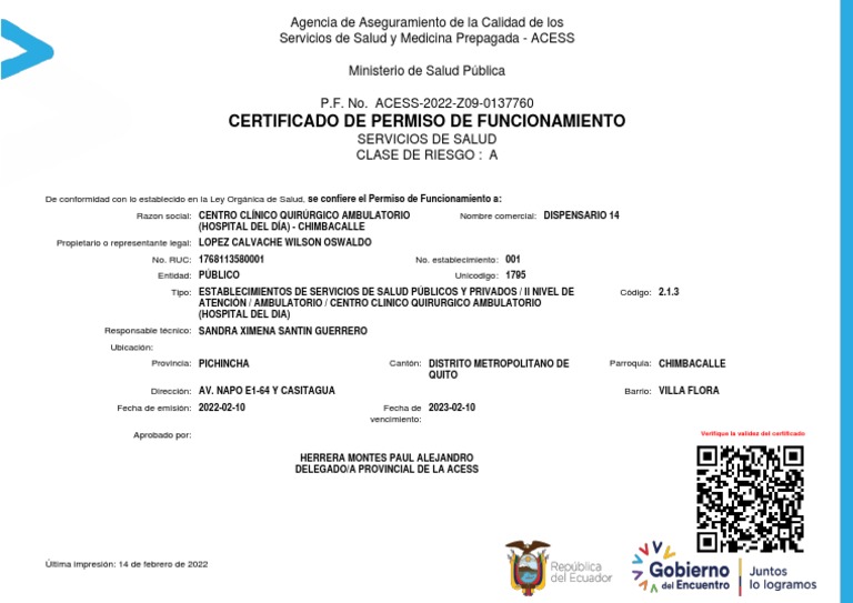 2022 - Permiso de Funcionamiento | PDF | Cuidado de la salud