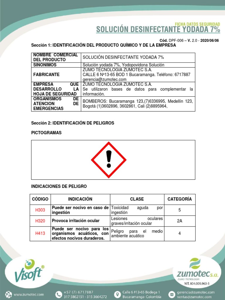 FS Yodopovidona Solucion Desinfectante Yodado 7 | PDF | Yodo | Agua