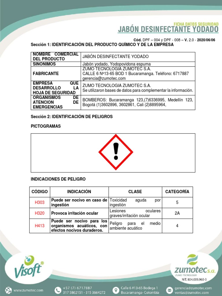 FS Yodopovidona Espuma Jabon Desinfectante Yodado 7 | PDF | Yodo | Residuos