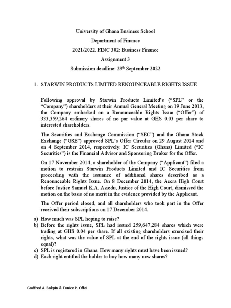 FINC 302 Assignment 3 Final | PDF | Cost Of Capital | Capital Structure FINC 302 Assignment 3 Final | PDF | Cost Of Capital | Capital Structure