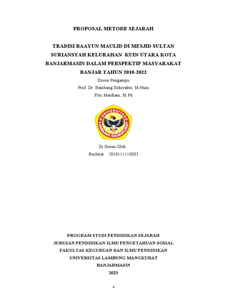 PROPOSAL METODE SEJARAH.. | PDF