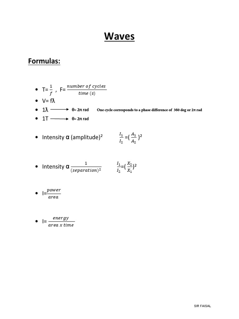 As Waves Formulas | PDF