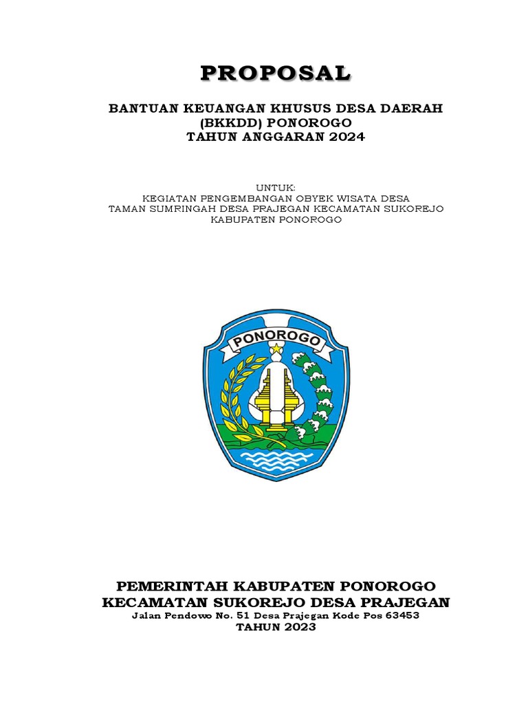 Proposal BKKD Pengembangan Obyek Wisata | PDF