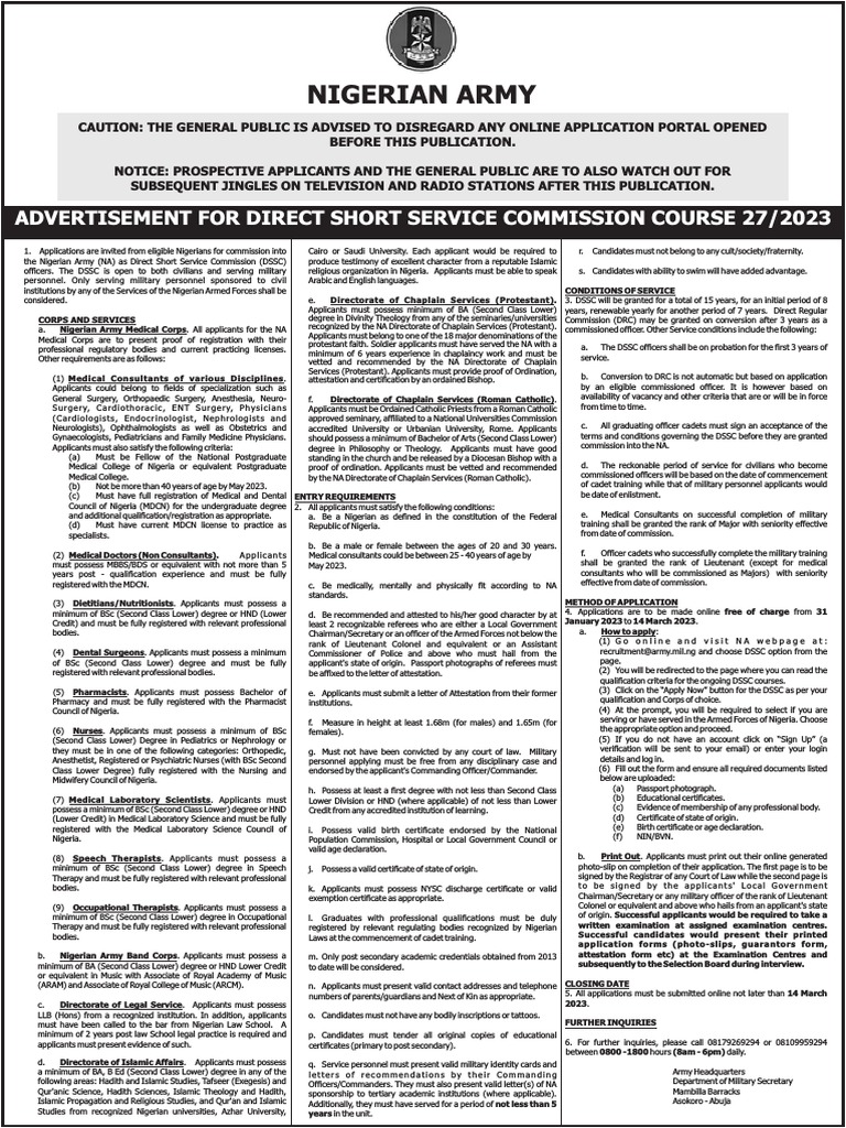 Nigerian Army Fpbw-1 | PDF | Academic Degree | Pharmacist