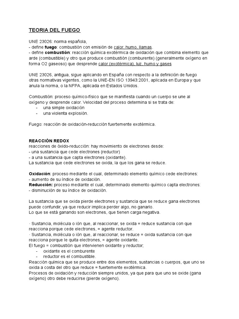 Fuego y Agentes Resumen | PDF | Combustión | Redox