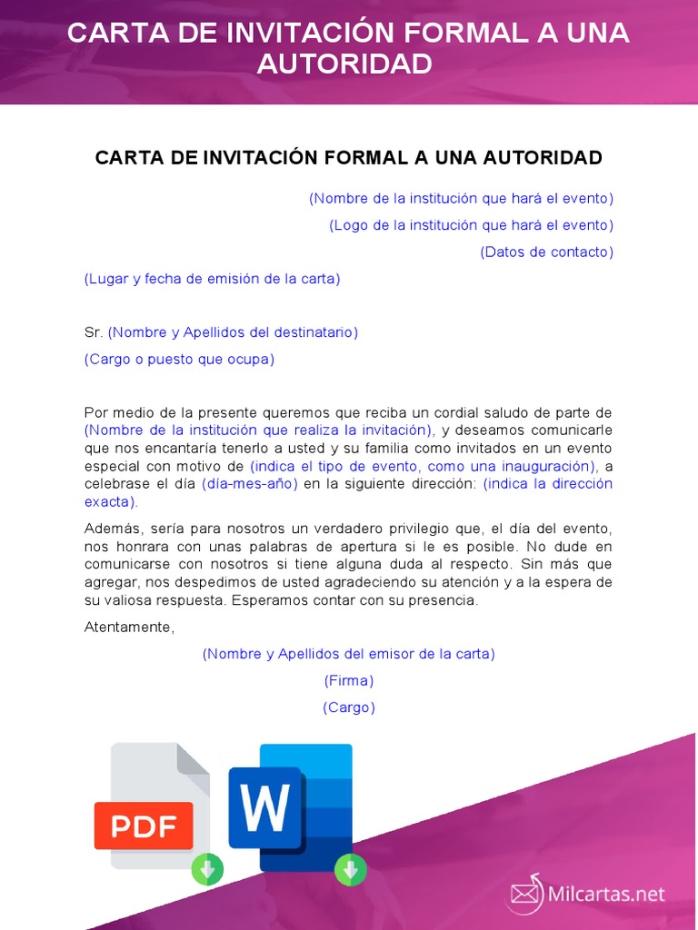 Carta de Invitacion Formal A Una Autoridad | PDF | Derecho