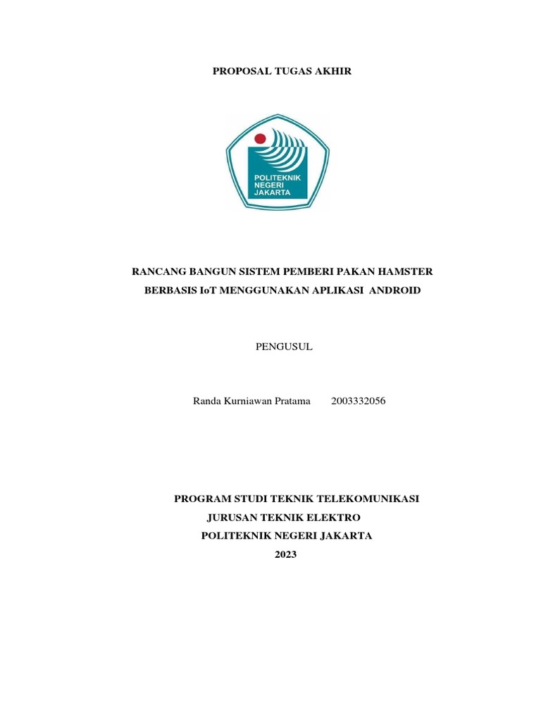 Sistem Pemberi Pakan Hamster IoT | PDF