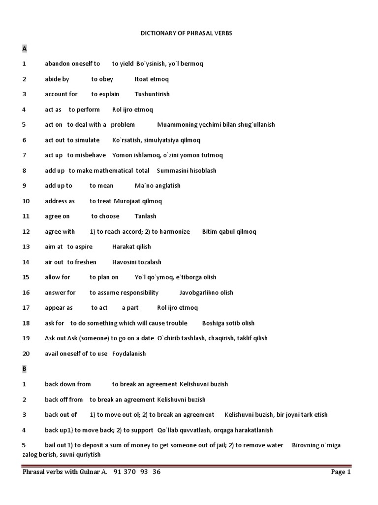 Comprehensive Phrasal Verbs Guide | PDF