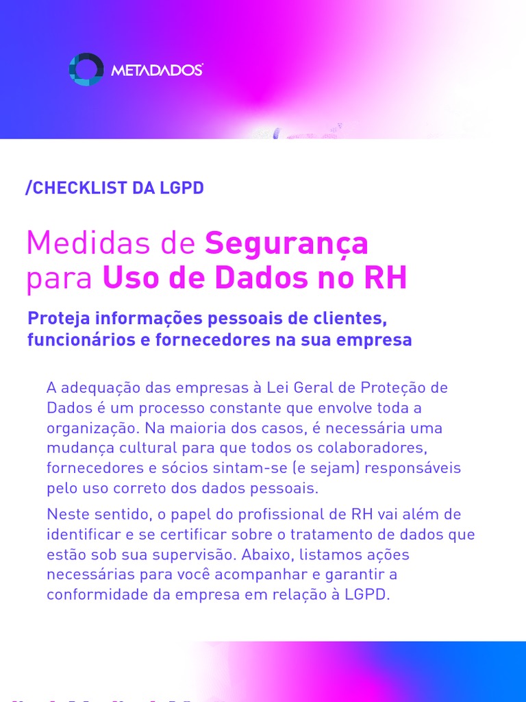 Checklist LGPD - Medidas de Seguranca para Uso de Dados No RH (MD ...