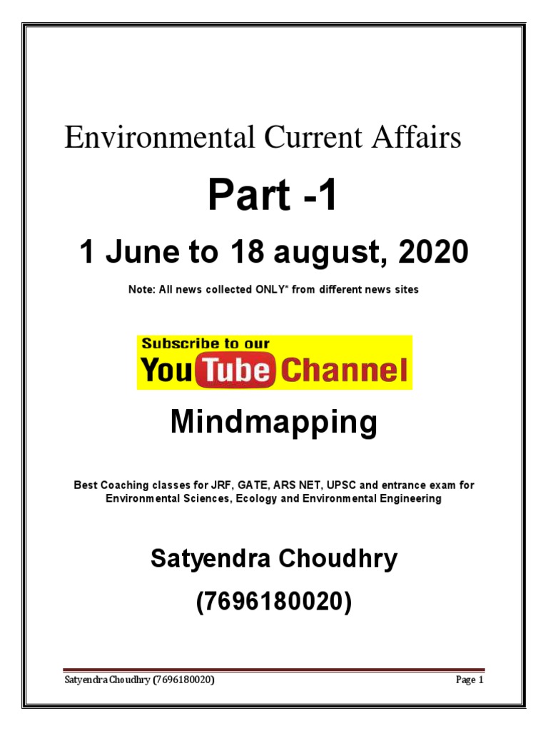Environmental Current Affairs Part - 1 | PDF
