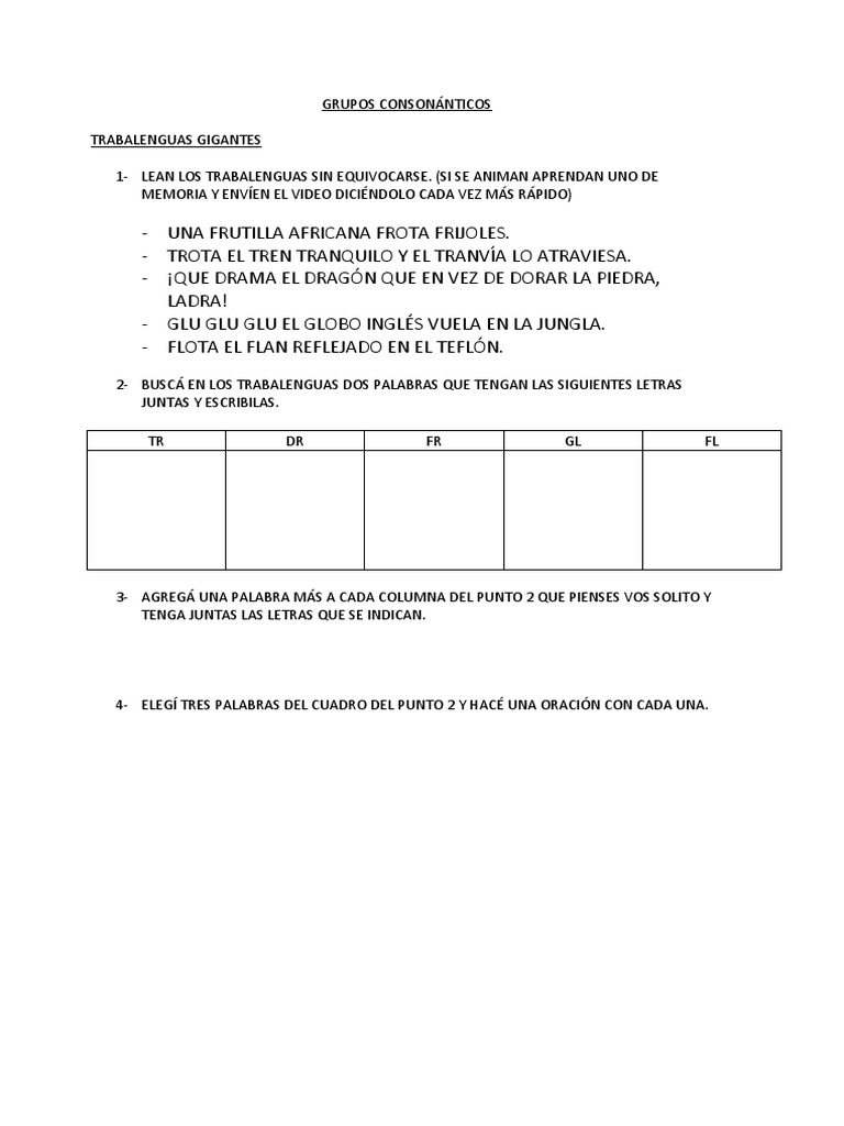 Actividad Grupo Consonantico | PDF