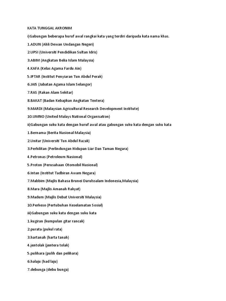 Kata Tunggal Akronim | PDF