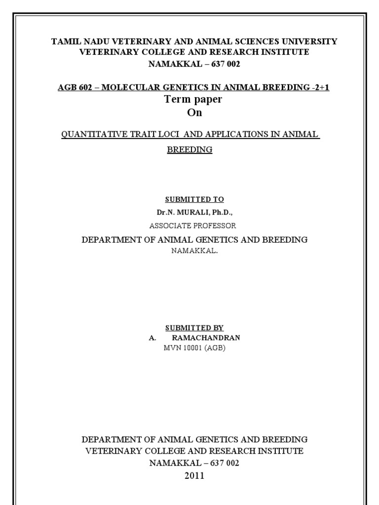 QTL Application in Animal Breeding | PDF | Quantitative Trait Locus ...
