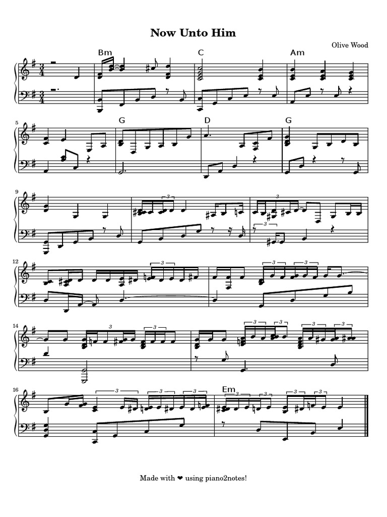 Now Unto Him Sheet Music and Chords | PDF