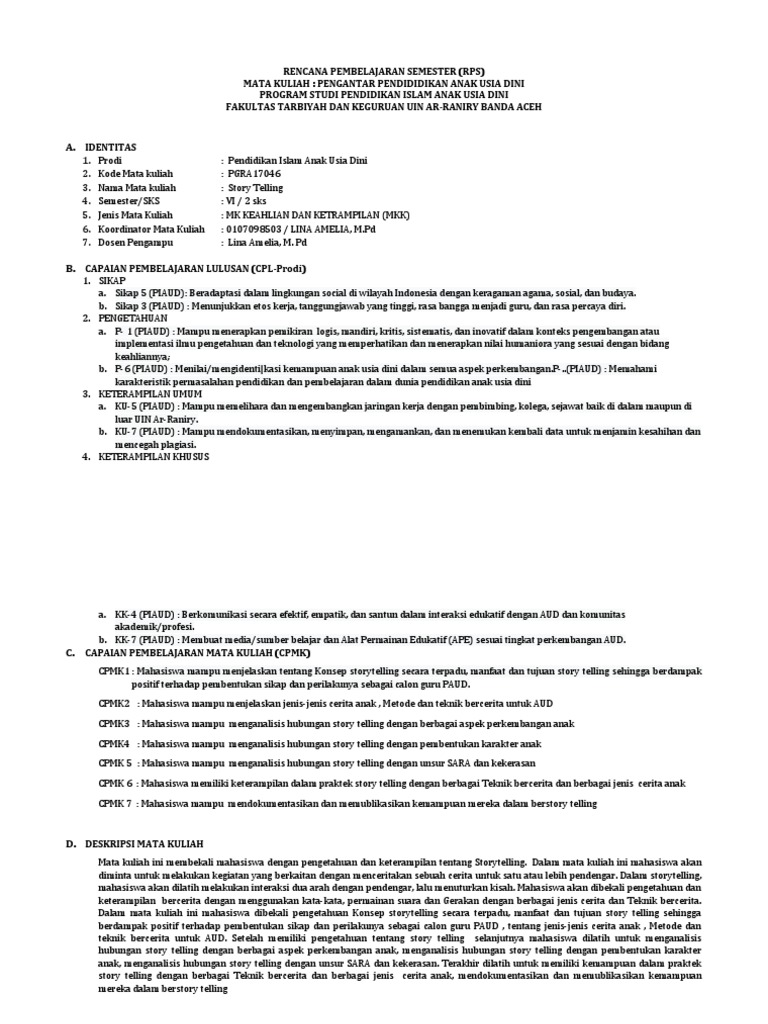 Oke Cetak 2023 RPS Baru Story Telling | PDF