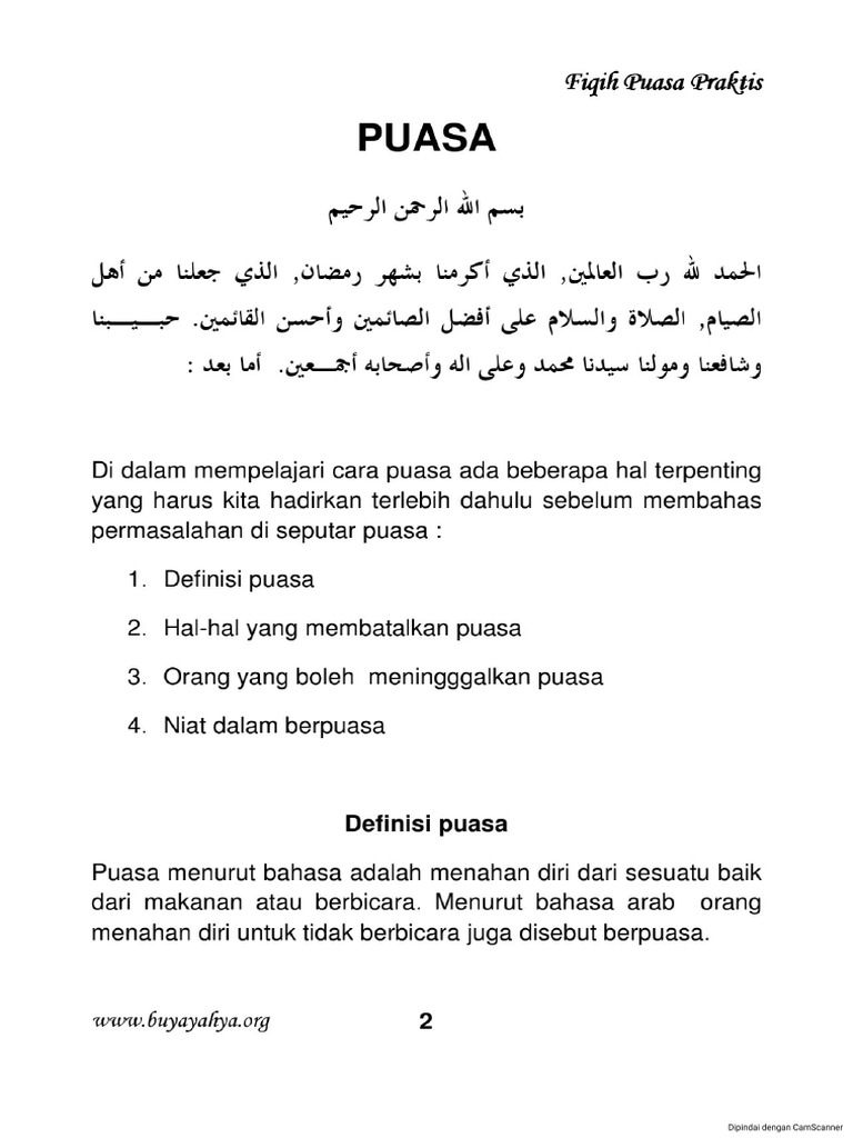 Fiqih Puasa Praktis Buya Yahya 2 | PDF