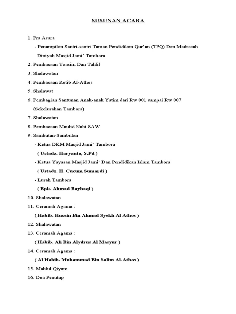 SUSUNAN ACARA Maulid | PDF