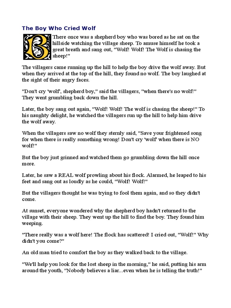The Boy Who Cried Wolf: A Moral Tale | PDF | Art | Classics