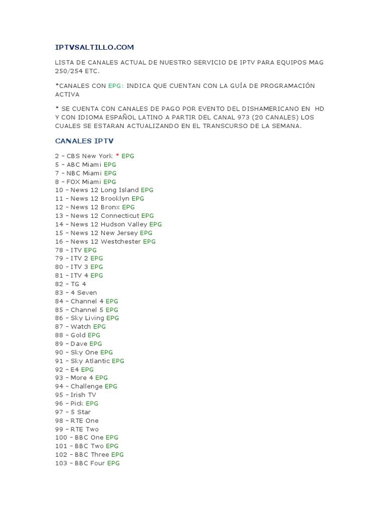 Silo - Tips - Lista de Canales Actual de Nuestro Servicio de Iptv para ...