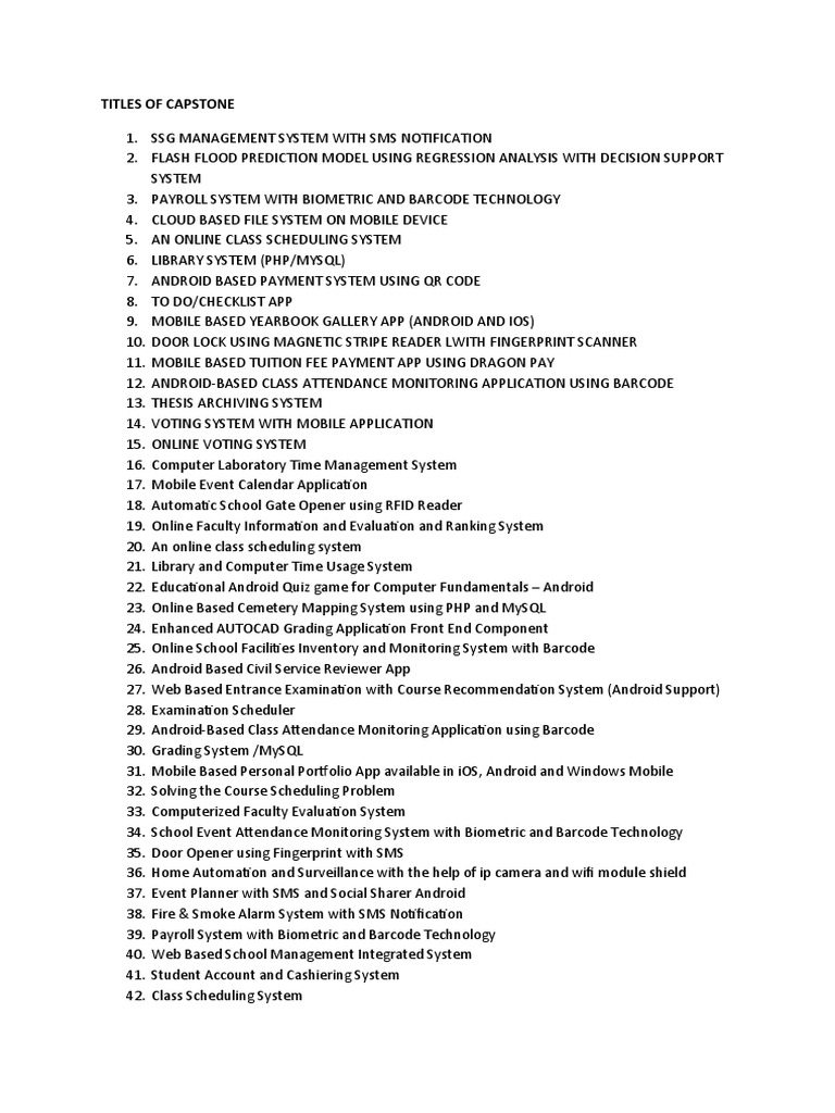 Titles of Capstone | PDF