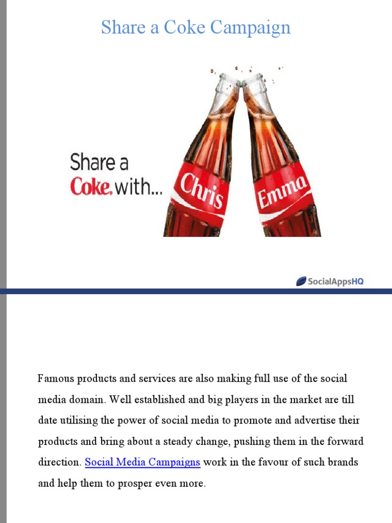 Share A Coke Campaign 6261165 | PDF | Coca Cola | The Coca Cola Company