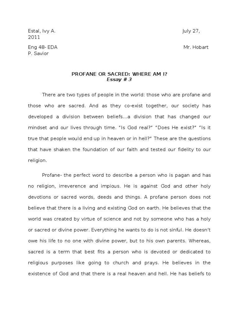 Eng 48 - Profane Vs Sacred | PDF | Wellness