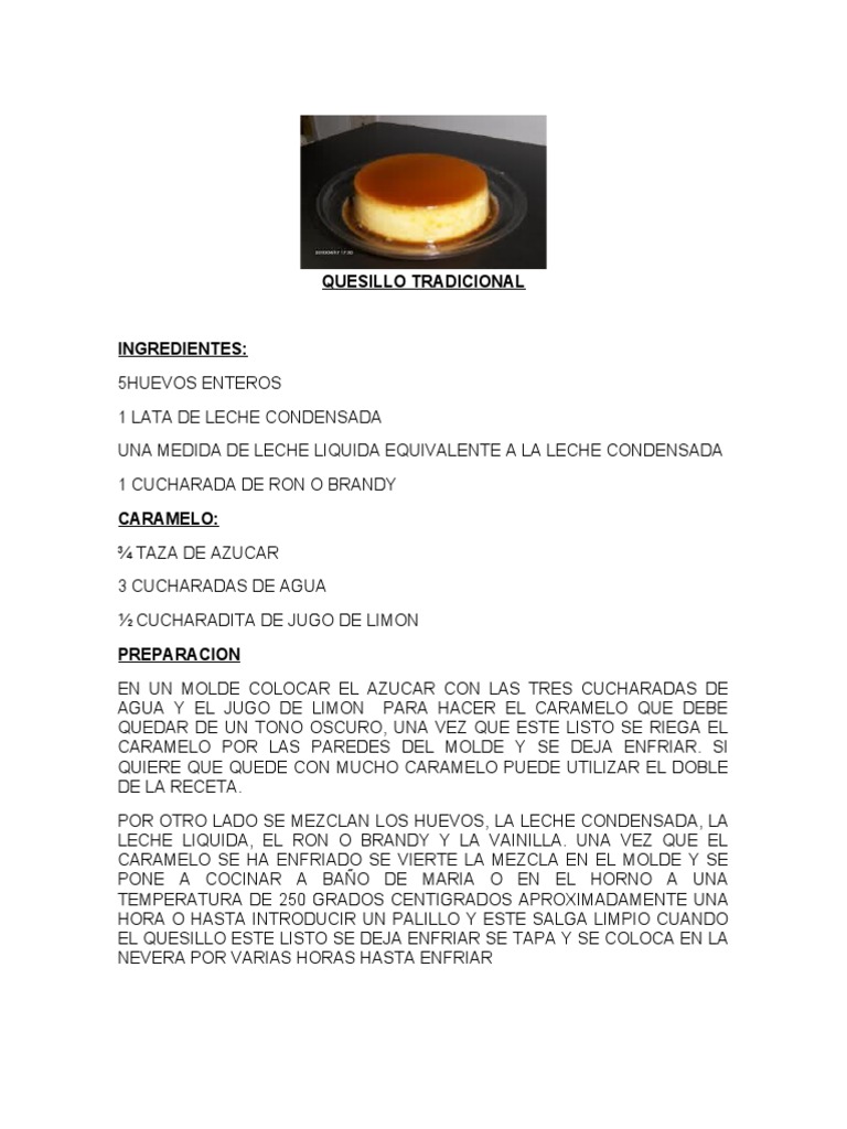Quesillo Tradicional | PDF | Caramelo | Chocolate