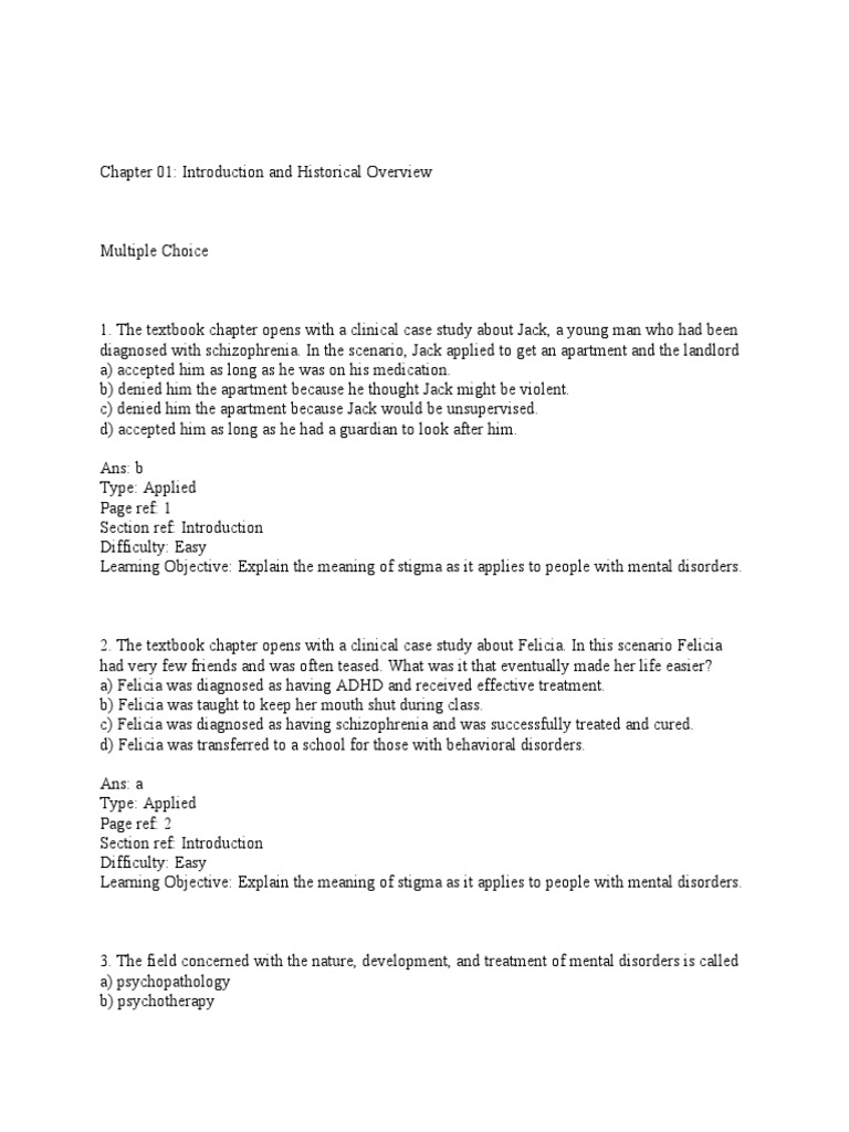 c1 Test Bank For Abnormal Psychology DSM 5 Update 12th Edition Wiley ...