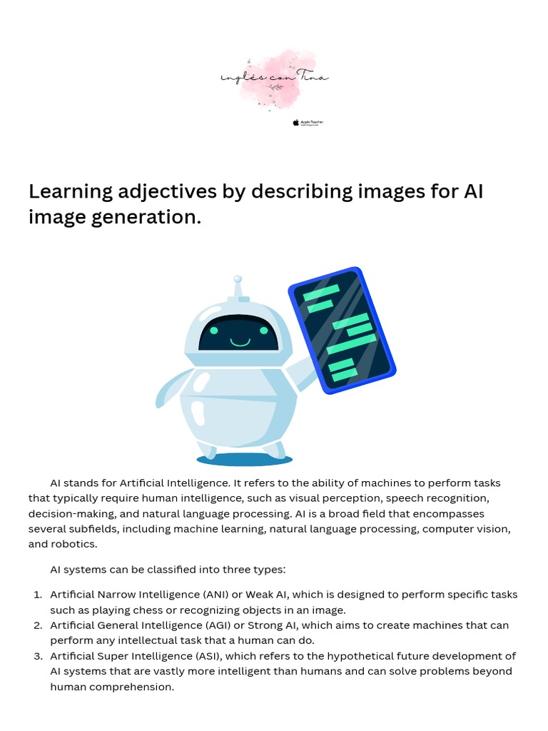 Learning Adjectives by Describing Images For AI Image Generation | PDF ...