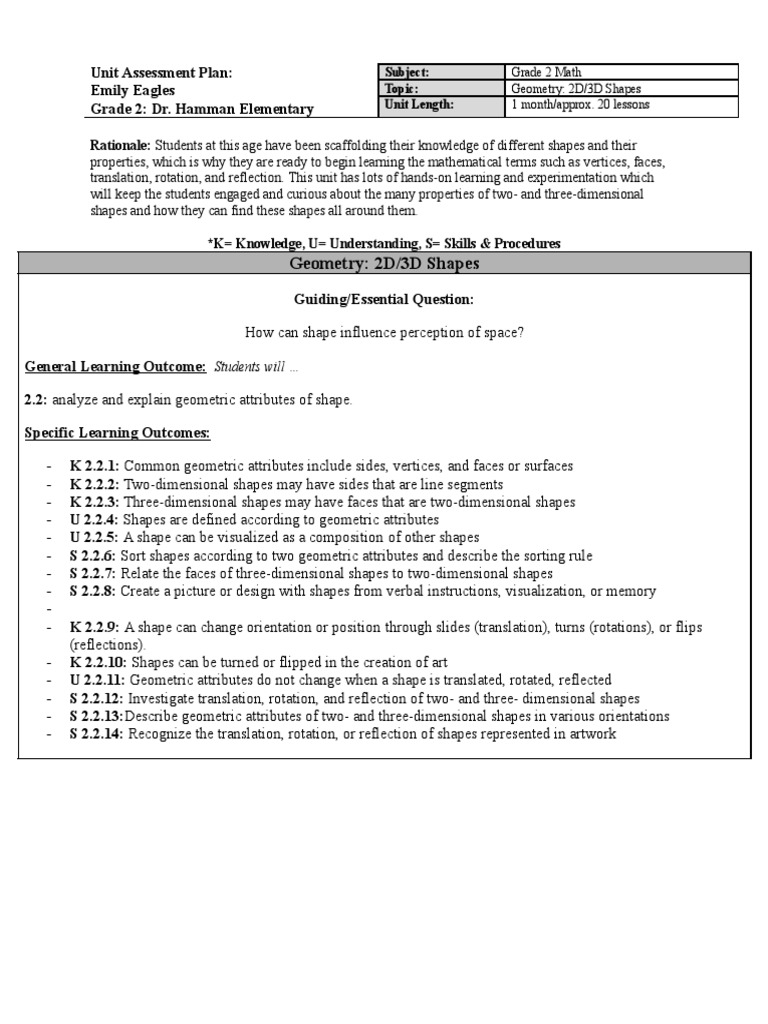 Math Unit 1 - Geometry 2d 3d Shapes | PDF | Shape | Geometry