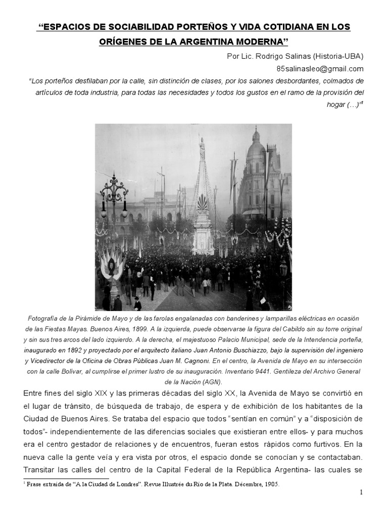 Espacios de Sociabilidad Porteños y Vida Cotidiana en Los Orígenes de ...