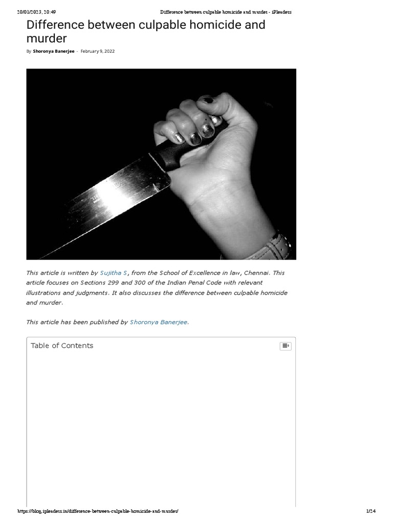 Culpable Homicide vs. Murder Explained | PDF | Murder | Criminology