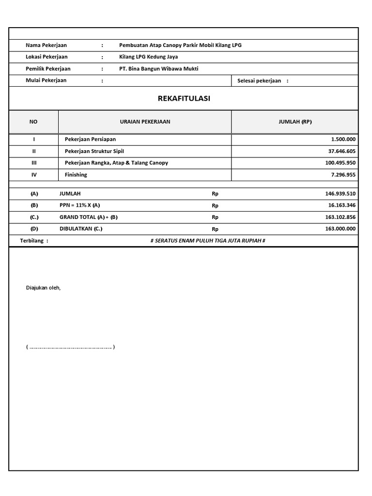 Rabp - Canopy Parkir Mobil + Dinding | PDF