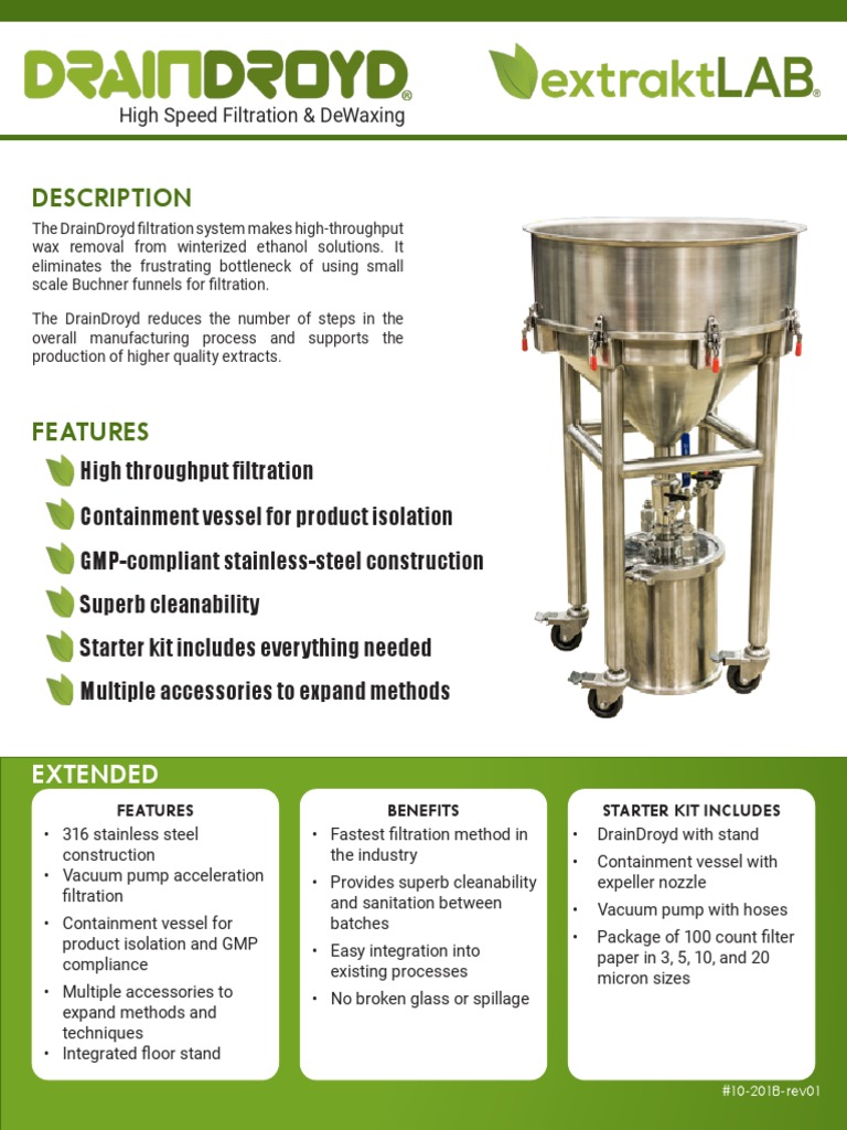 Draindroyd Winterization - Extraktlab | PDF | Filtration | Stainless Steel