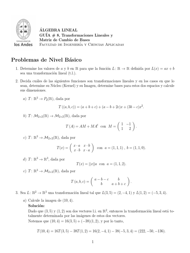 8 Transformaciones Lineales | PDF | Mapa lineal | Base (álgebra lineal)