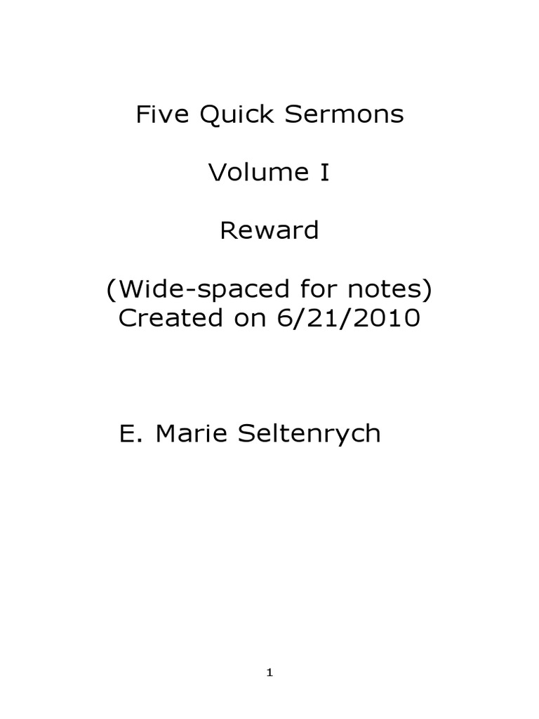 Five Quick Sermons | PDF | Jesus | Gospel Of John