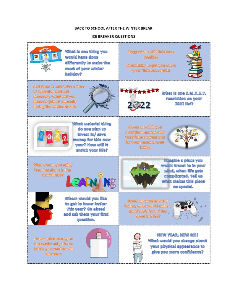 Back To School After The Winter Break Ice Breaker Questions | PDF