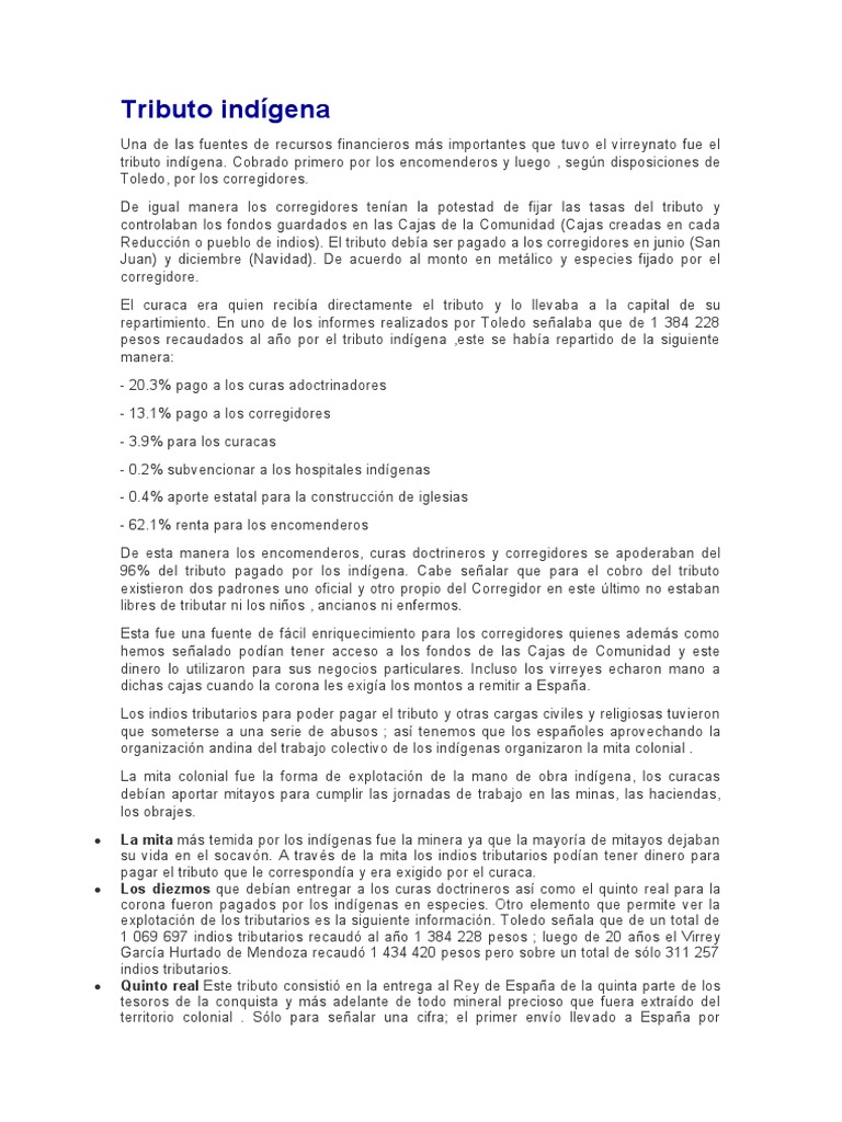 Tributo Indigena | PDF | Política | Historia