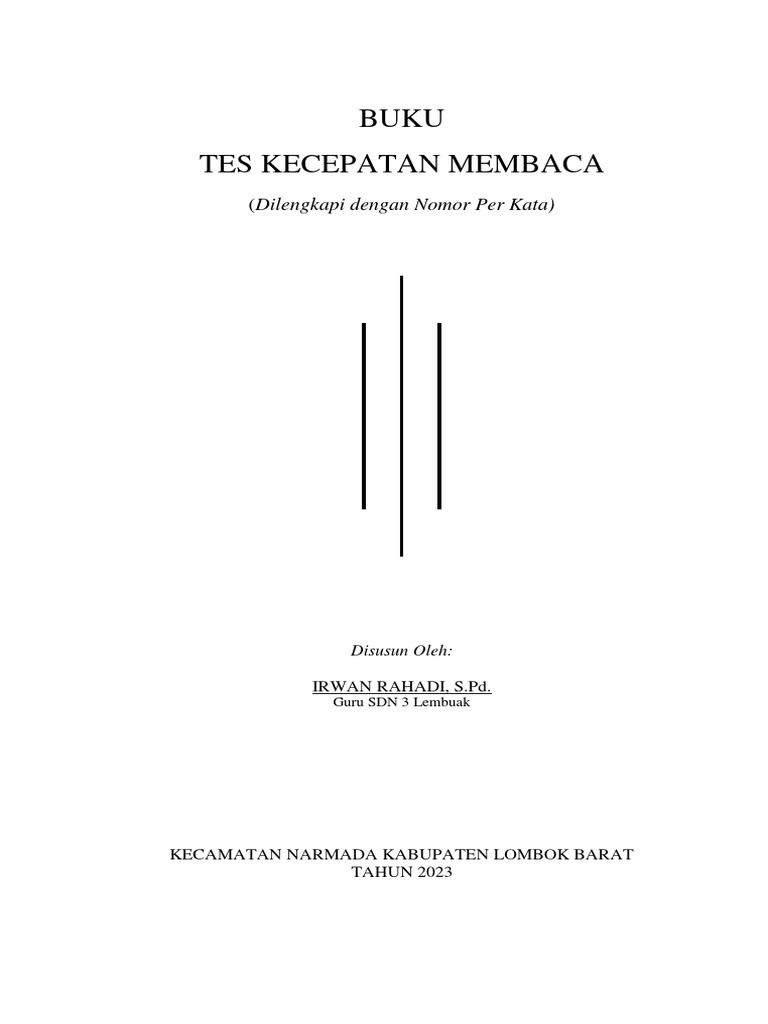 BUKU TES KECEPATAN MEMBACA (Dilengkapi Nomor Per Kata) | PDF