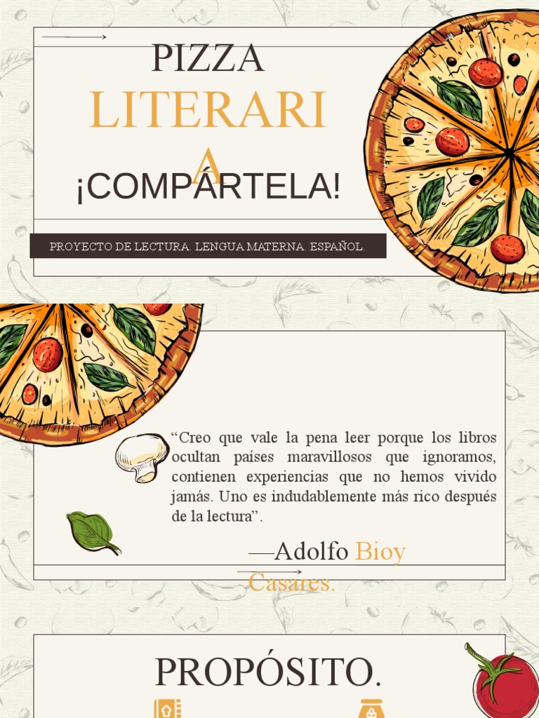Proyecto de Lectura. La Pizza Literaria. Lengua Materna Español. | PDF