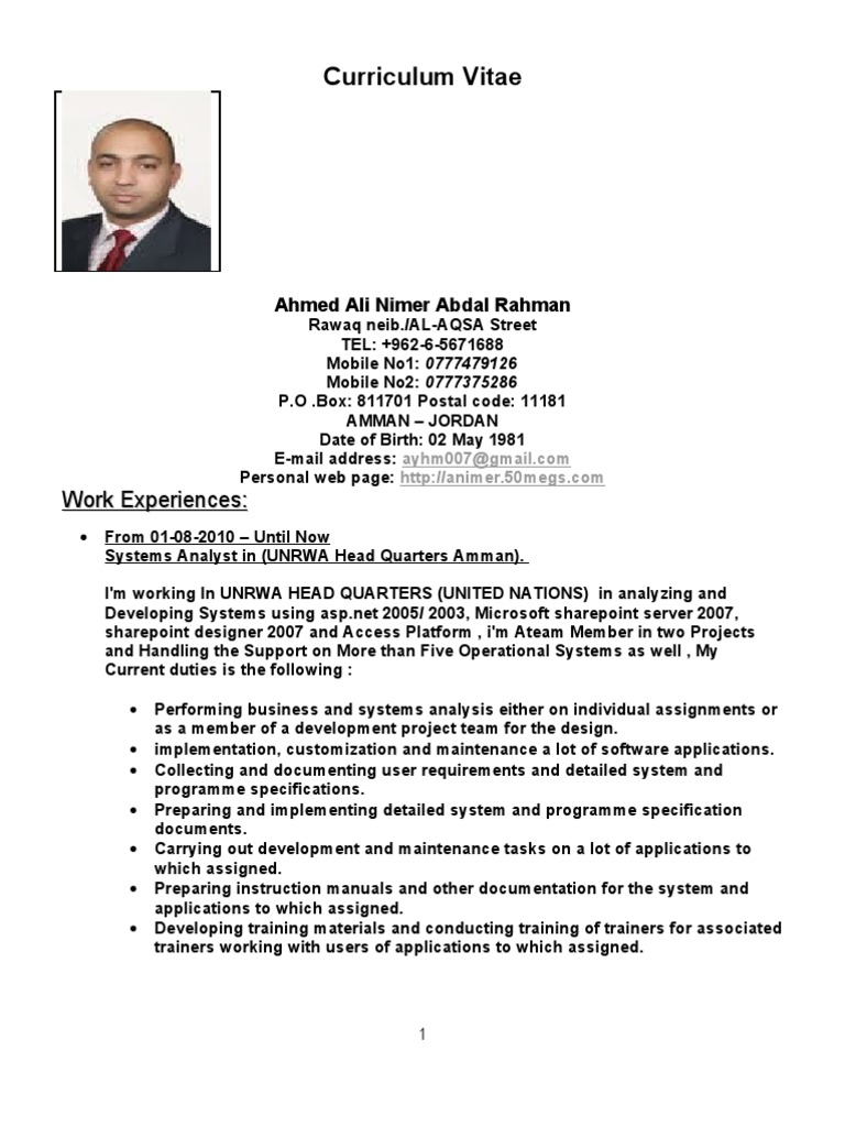 CV D Ahmed Ali Nimer | PDF | Share Point | Microsoft Access