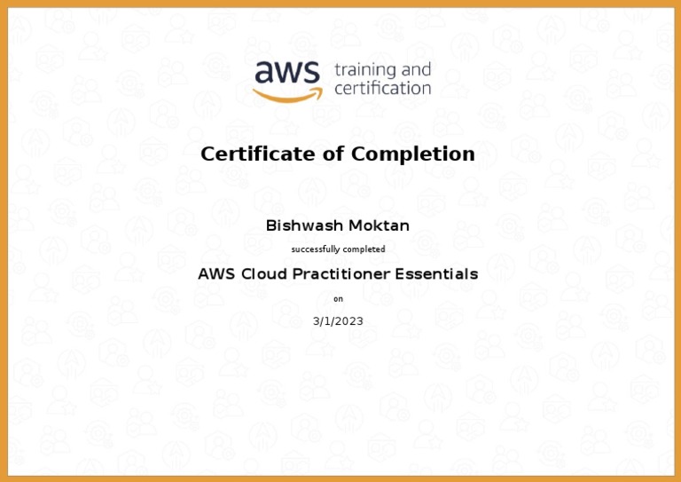 AWS Cloud Practitioner Completion Certificate | PDF