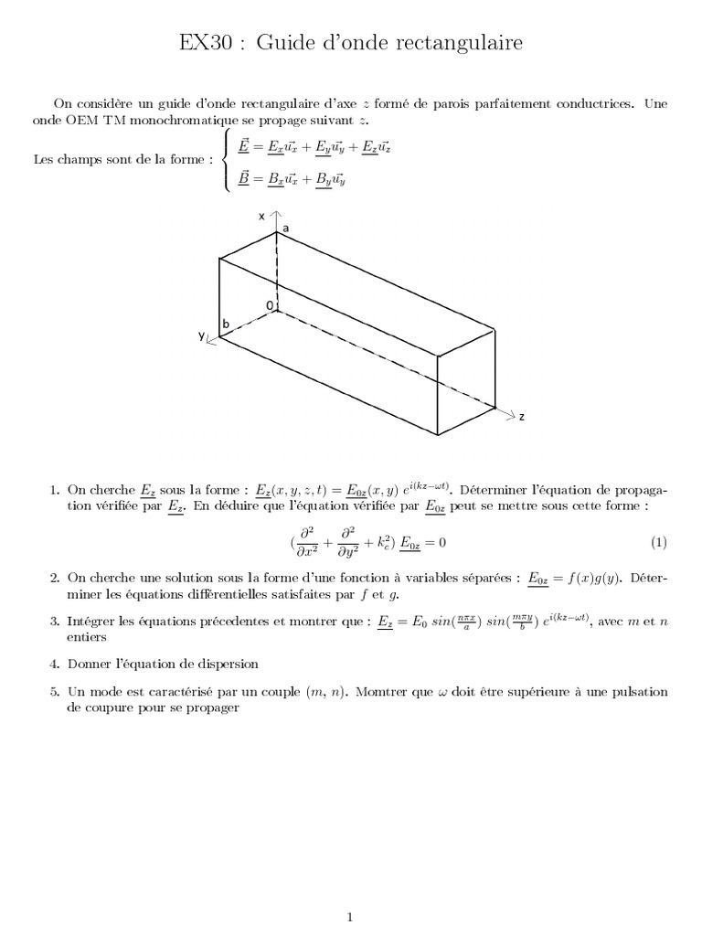 Guide d'onde rectangulaire : Équations et Modes | PDF