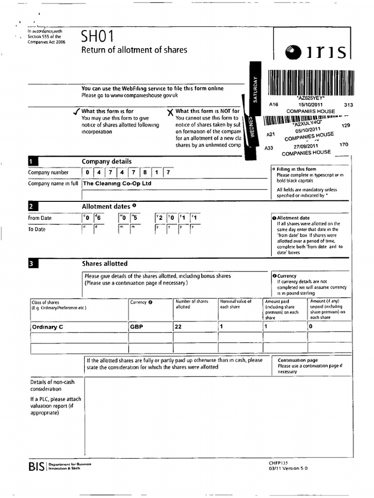Form SH01 - C Shares | PDF